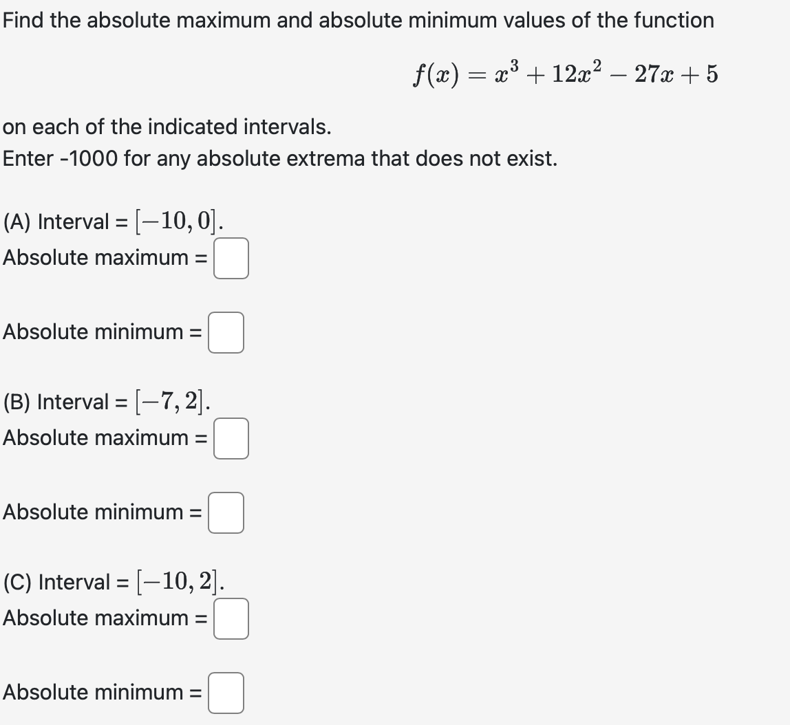 Find the absolute maximum and absolute minimum values | Chegg.com