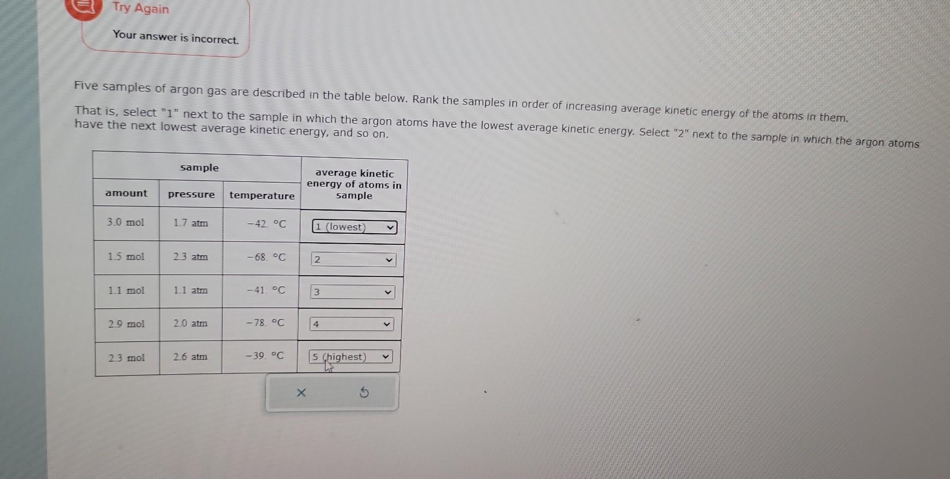 Solved Five samples of argon gas are described in the table | Chegg.com