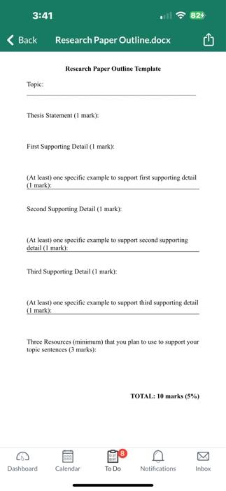 Research Paper Outline Template Thesis Statement (1 | Chegg.com