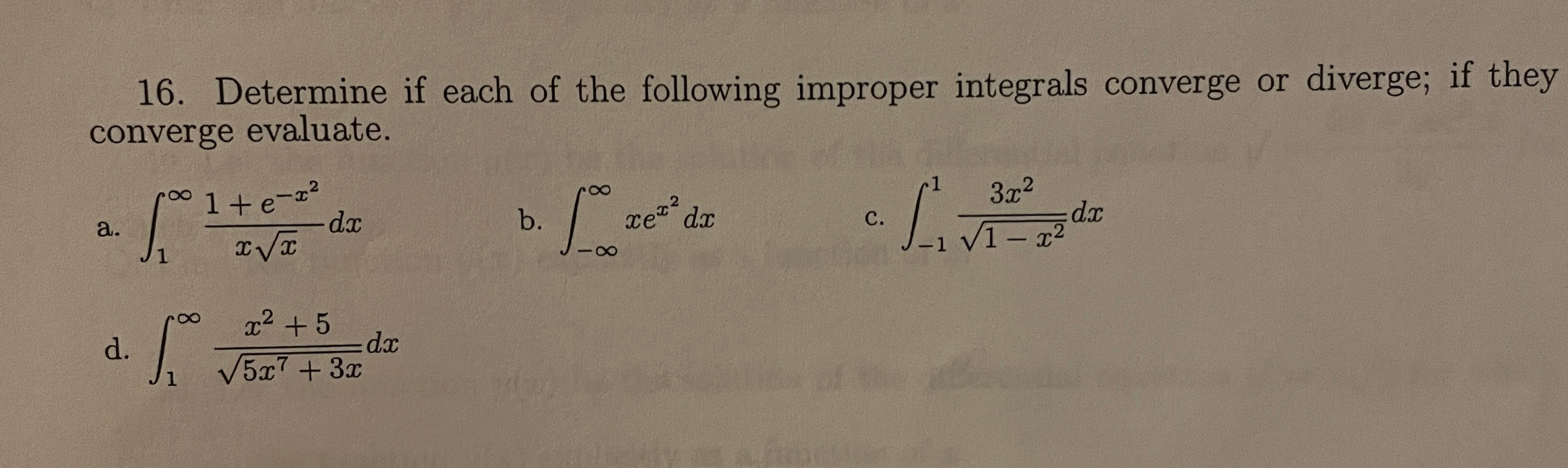 Solved Determine if each of the following improper integrals | Chegg.com