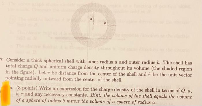 Solved Consider a thick spherical shell with inner radius a | Chegg.com