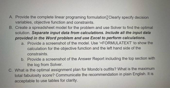 Solved Need complete linear programming formulation and | Chegg.com