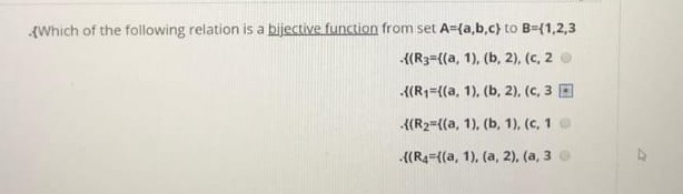 Solved -{Which of the following relation is a bijective | Chegg.com