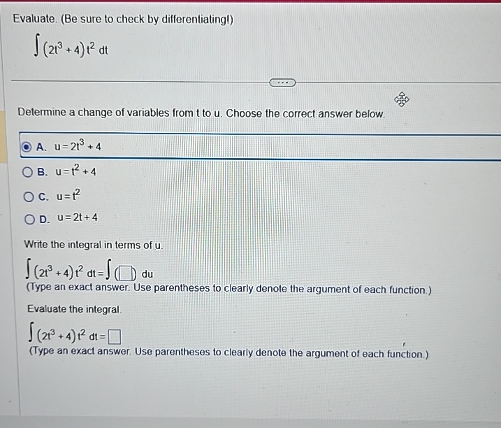 Solved Evaluate. (Be sure to check by | Chegg.com