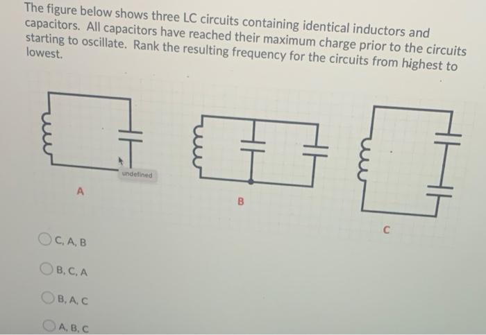 Solved The figure below shows three LC circuits containing | Chegg.com
