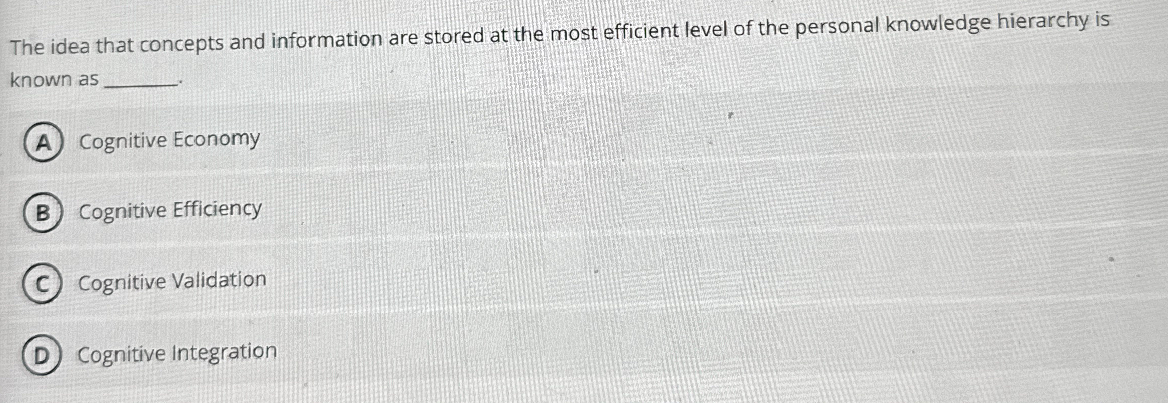 Solved The idea that concepts and information are stored at | Chegg.com