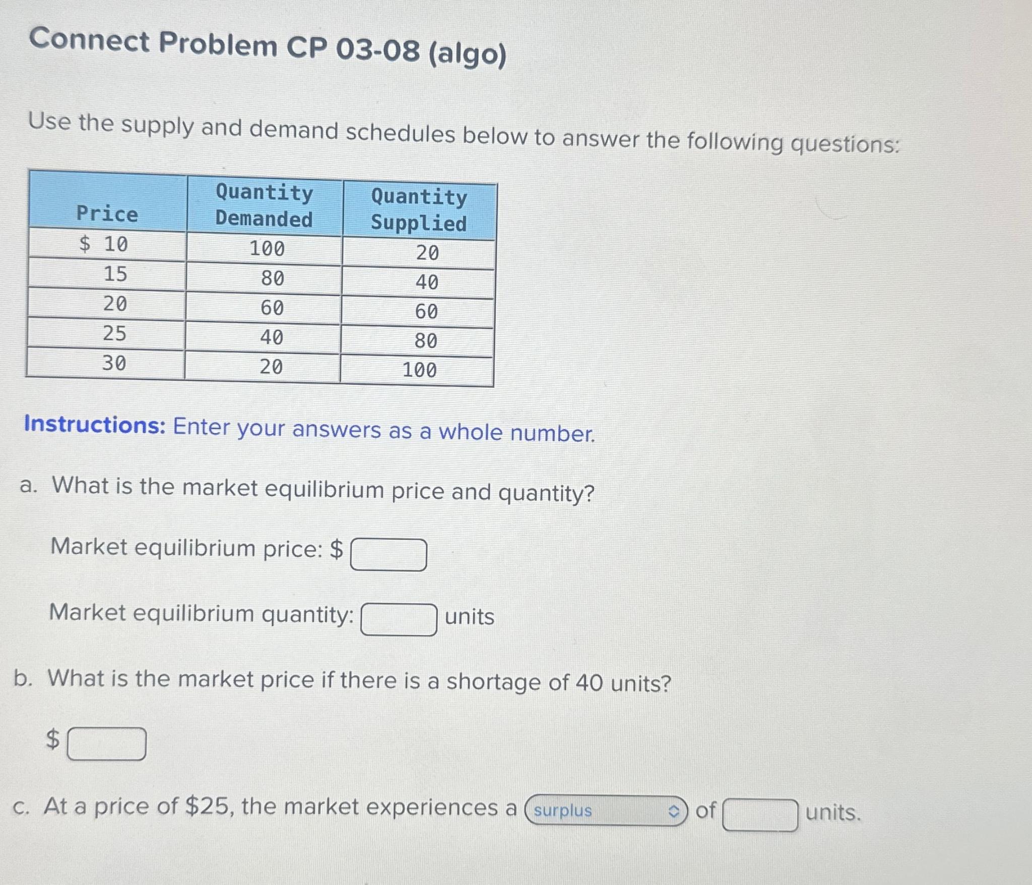 Solved Connect Problem CP 03-08 (algo)Use the supply and | Chegg.com Solved Connect Problem CP 03-08 (algo)Use the supply and | Chegg.com