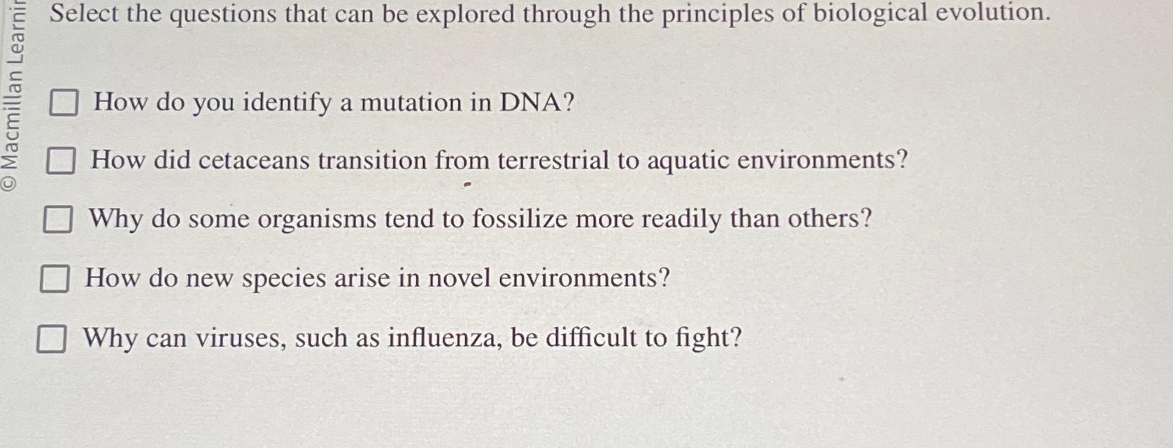 Solved Select the questions that can be explored through the | Chegg.com