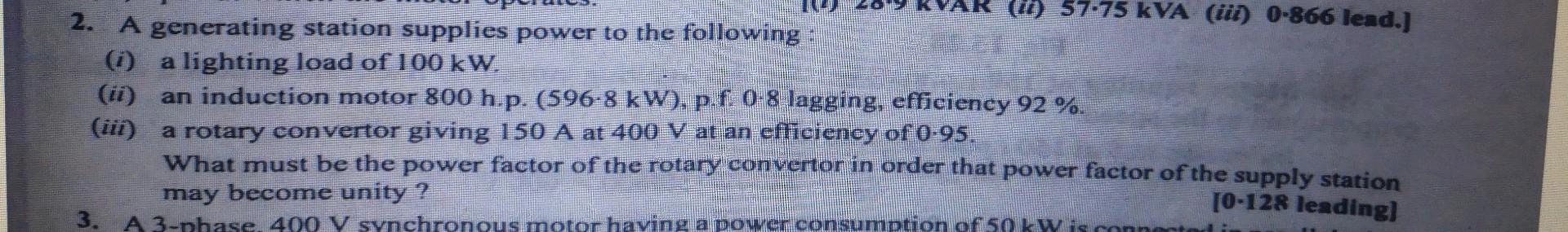 Solved 2. A generating station supplies power to the | Chegg.com