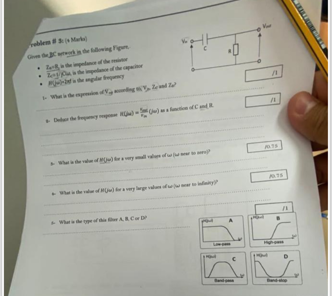 Solved roblem # 3: (4 ﻿Marks)Given the BC ﻿network in the | Chegg.com