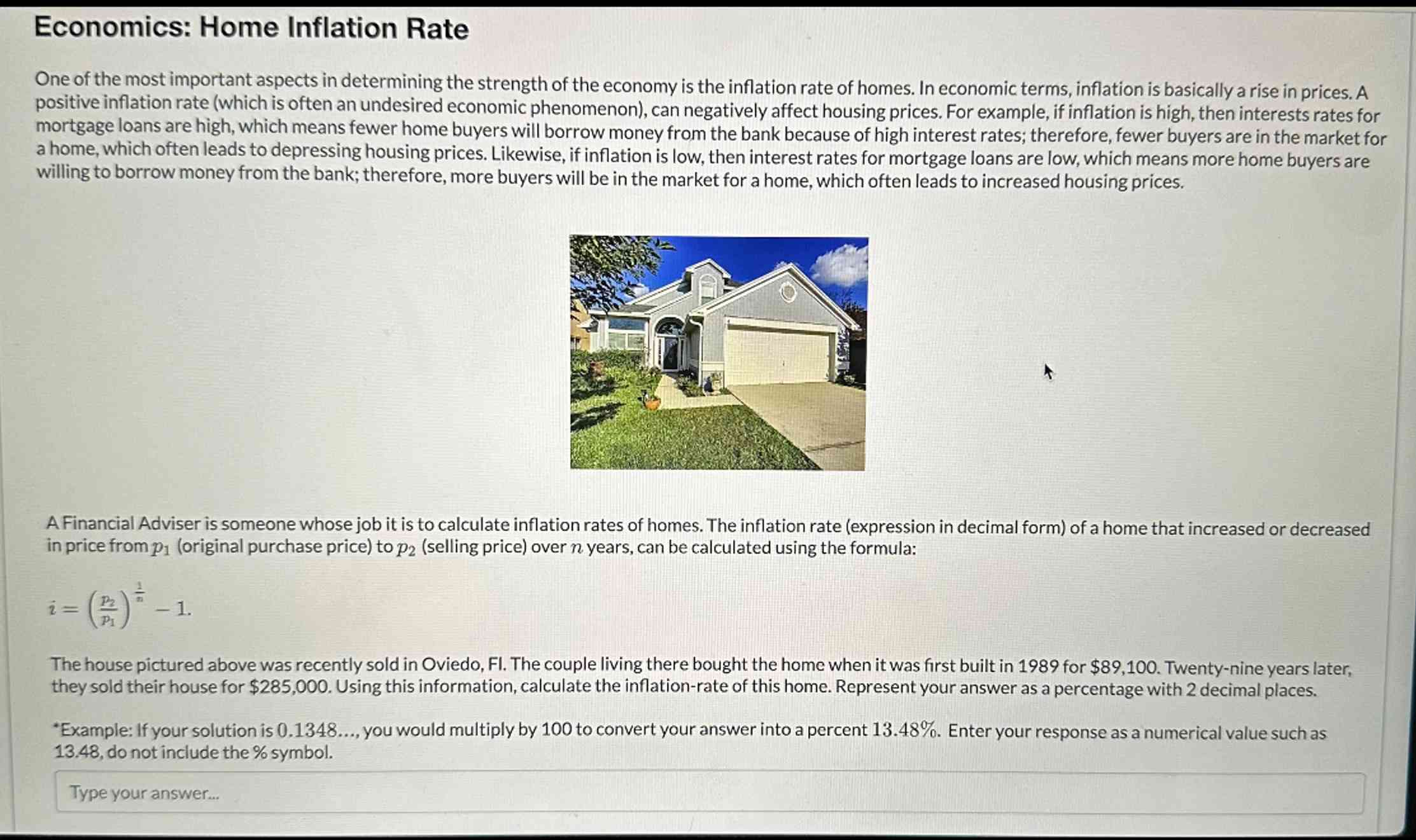 Solved Economics: Home Inflation RateOne of the most | Chegg.com
