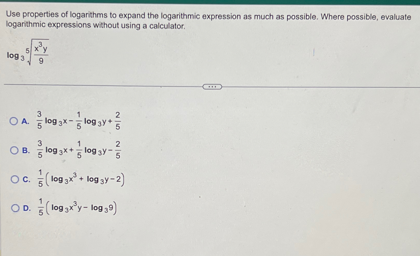 Solved Use properties of logarithms to expand the | Chegg.com