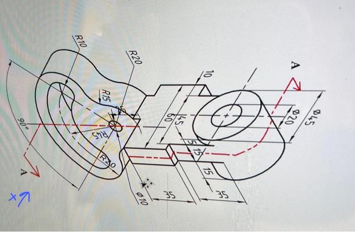 Solved Draw using auto cadfront and top normalLHS sectioning | Chegg.com