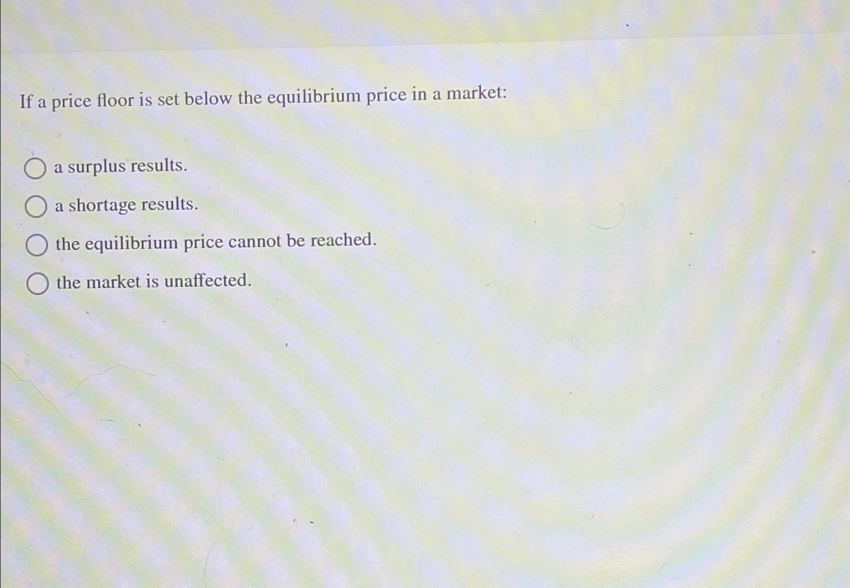 Solved If a price floor is set below the equilibrium price | Chegg.com