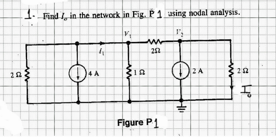 Find Io ﻿in the network in Fig. 1 ﻿using nodal | Chegg.com