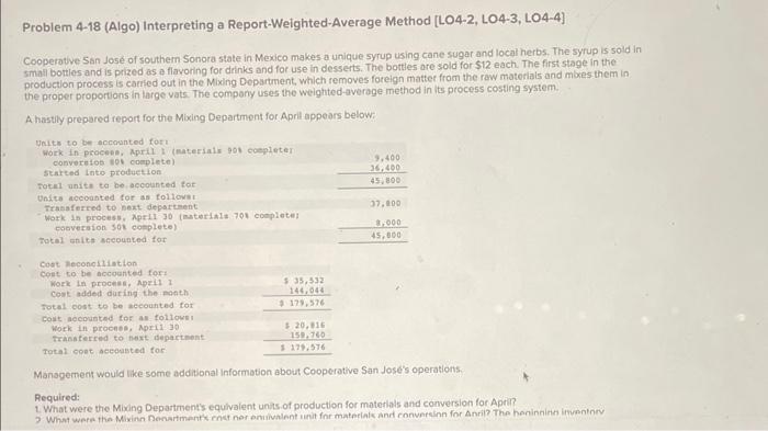 Solved Problem 4-18 (Algo) Interpreting a | Chegg.com