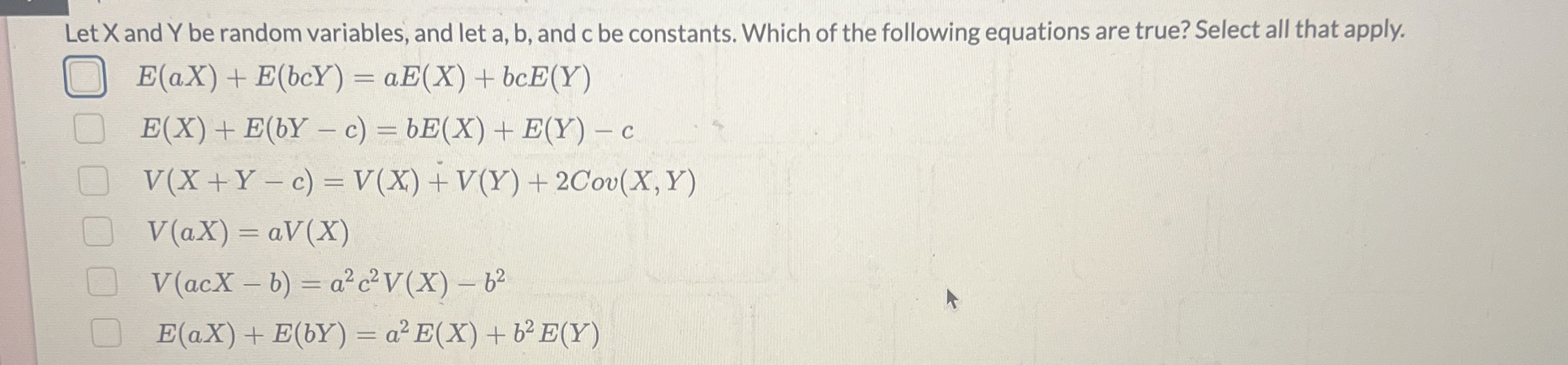 Solved Let x ﻿and Y ﻿be random variables, and let a,b, ﻿and | Chegg.com