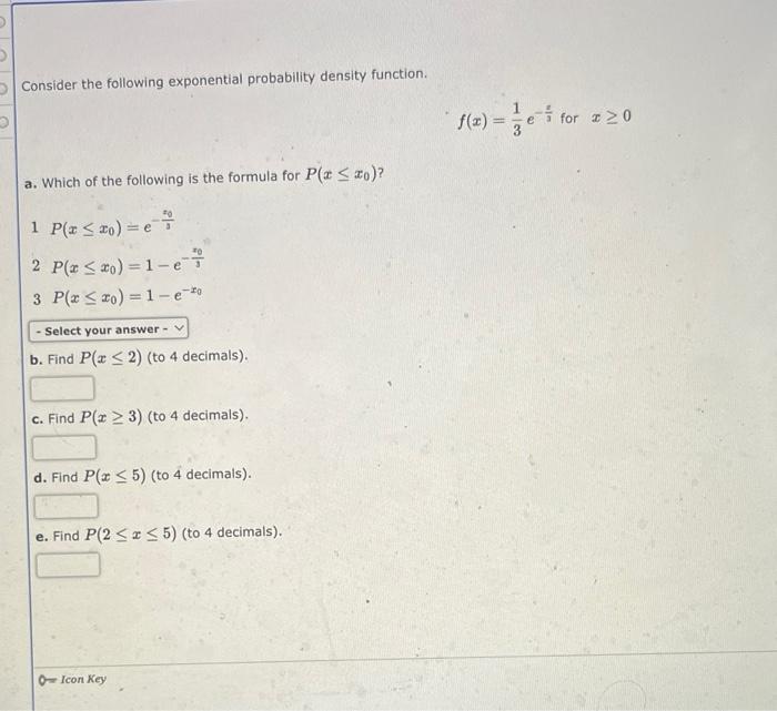 Solved Consider the following exponential probability | Chegg.com