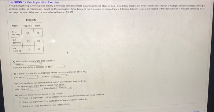 Solved Use SPSS for this Application Exercise: A health | Chegg.com