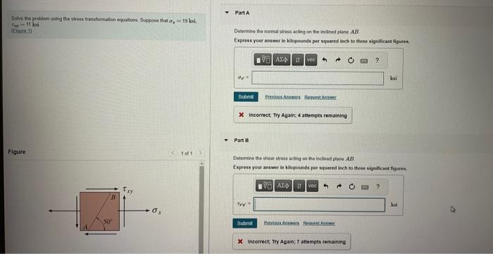 Solved Parta Solvp the probbom ining the stress | Chegg.com