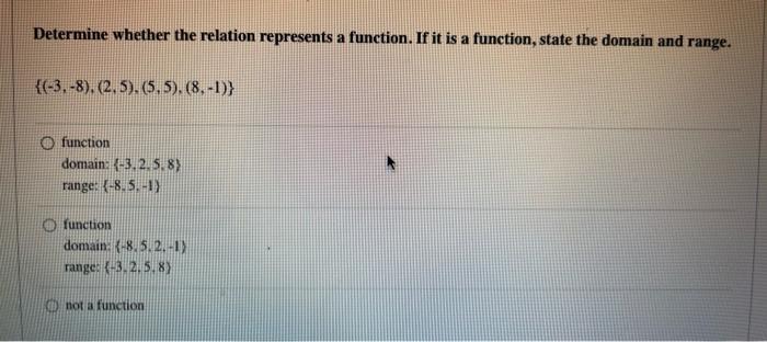 Solved Determine whether the relation represents a function. | Chegg.com