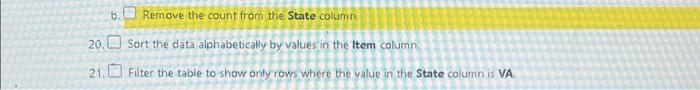 Solved 20, 21. b. Remove the count from the State column. | Chegg.com