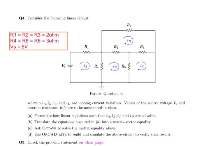 Solved Q4. Consider the following linear circuit: | Chegg.com