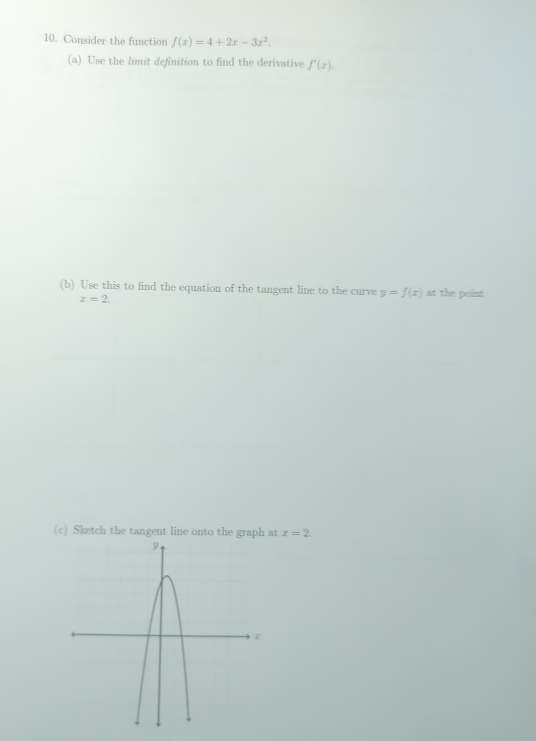 Solved Consider the function f(x)=4+2x-3x2.(a) ﻿Use the | Chegg.com