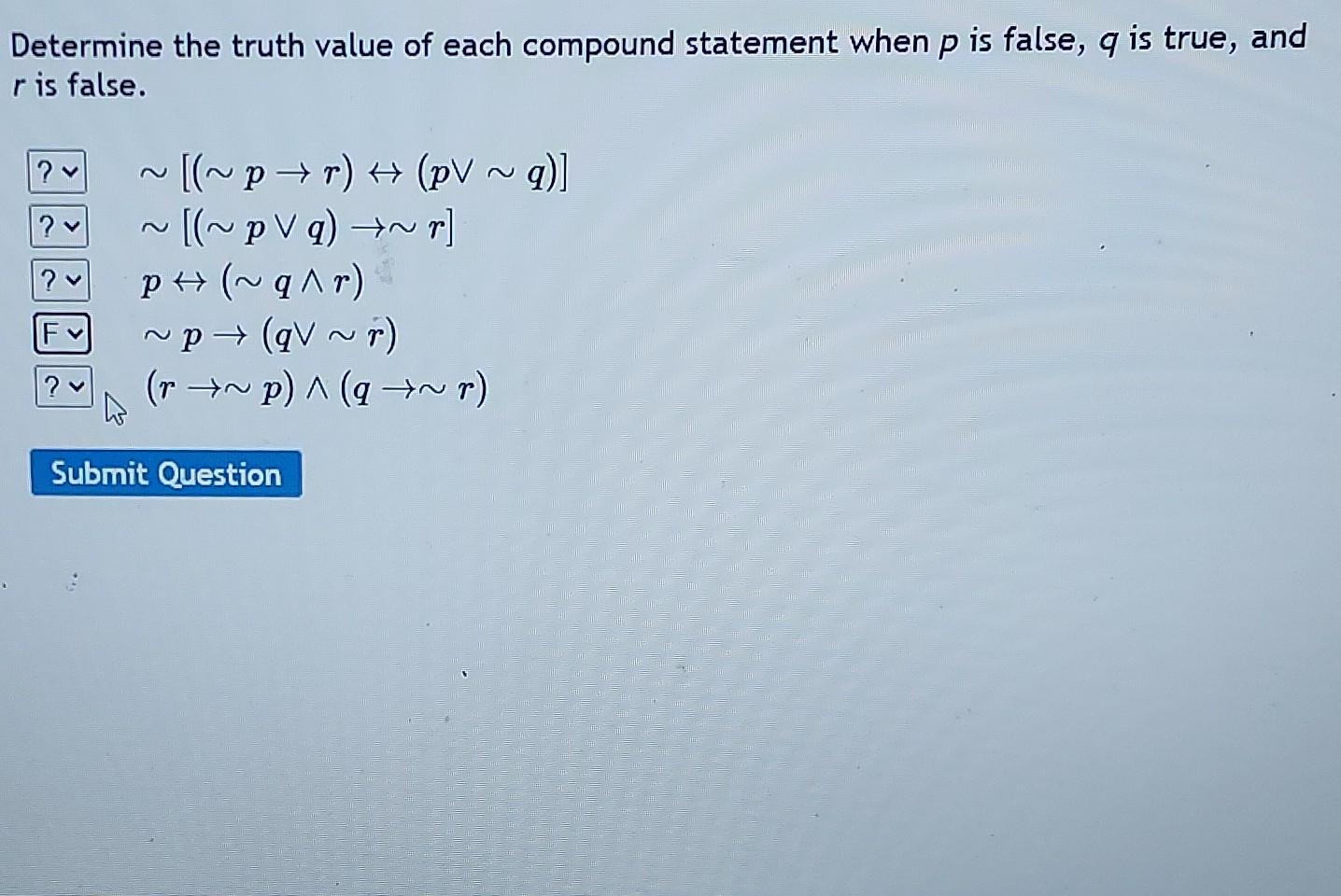 Solved Determine the truth value of each compound statement | Chegg.com