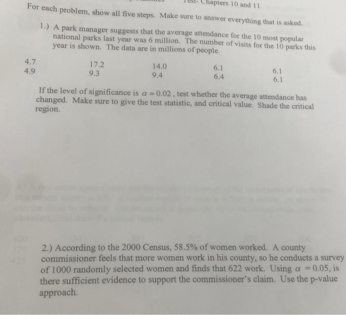 Solved For each problem, show all five steps. Make sure to | Chegg.com