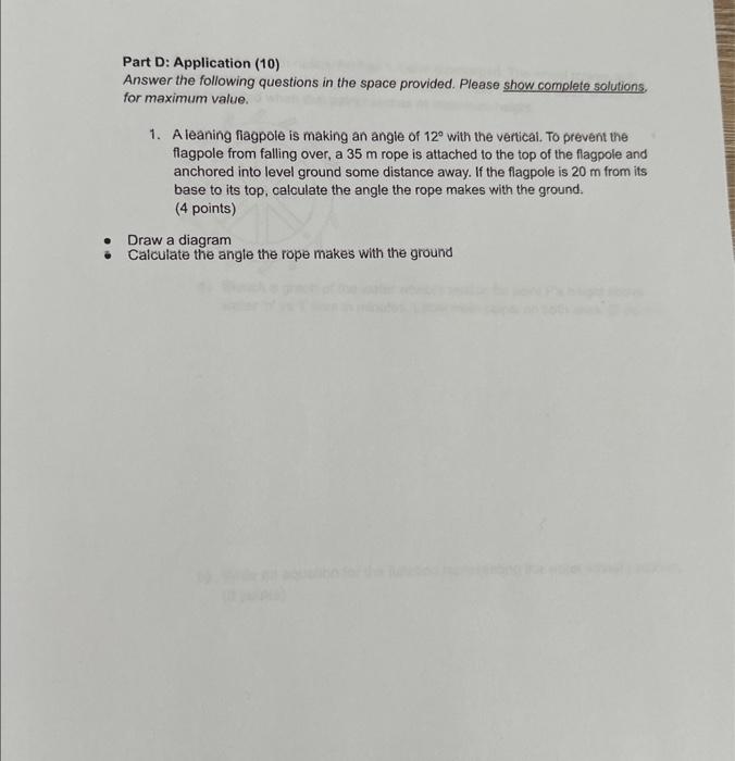 Solved Part D: Application (10) Answer the following | Chegg.com