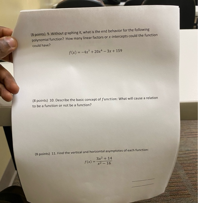 Solved (8 points) 9. Without graphing it, what is the end | Chegg.com