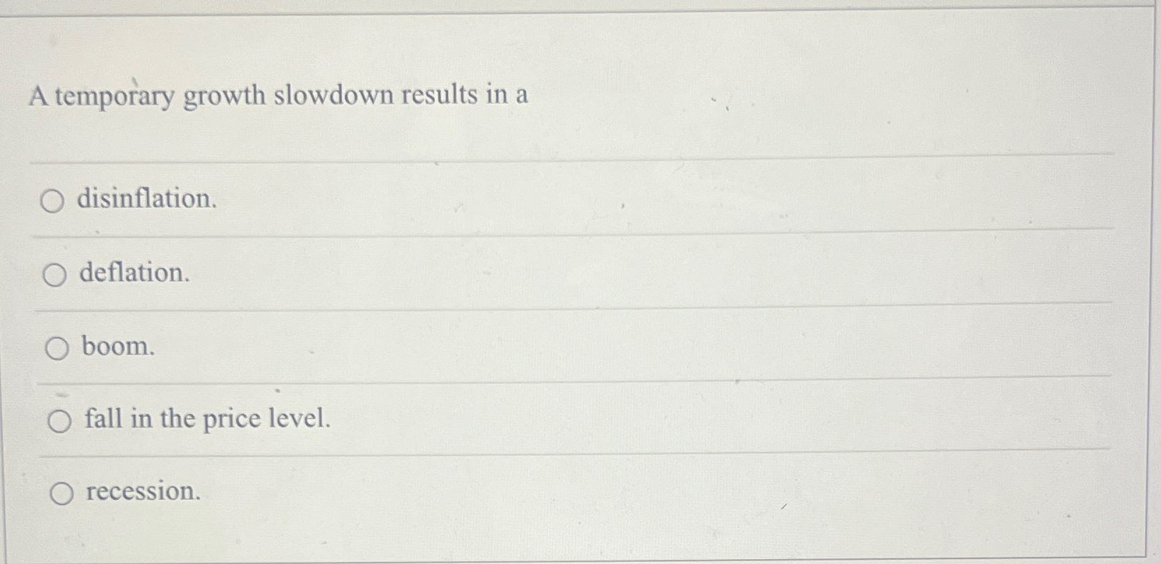Solved A temporary growth slowdown results in aq, | Chegg.com
