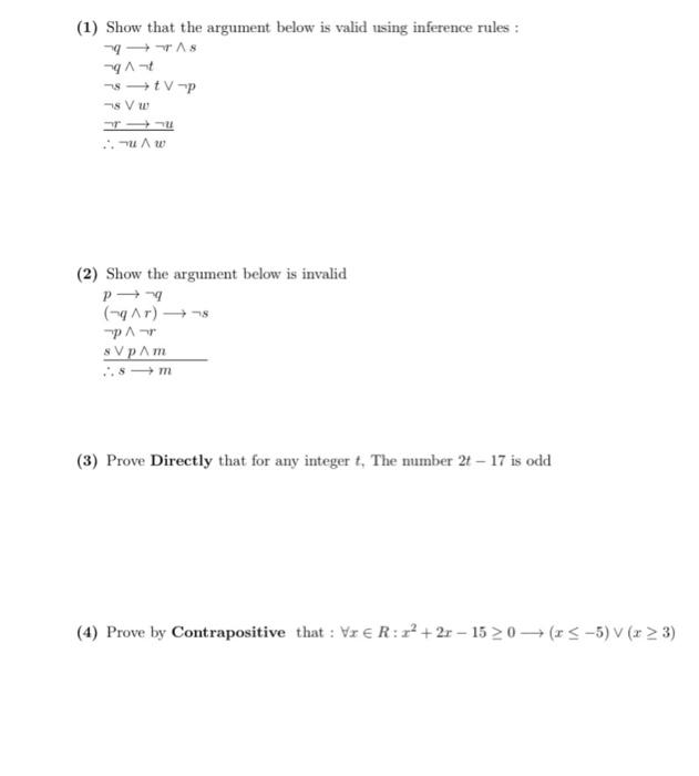 Solved (1) Show that the argument below is valid using | Chegg.com