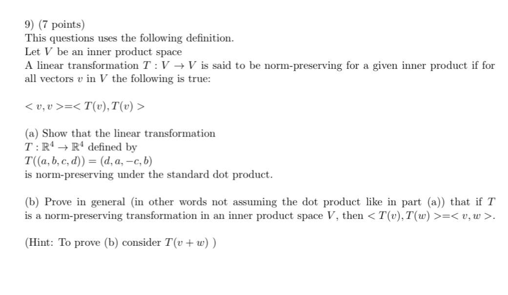 Solved (7 ﻿points)This questions uses the following | Chegg.com