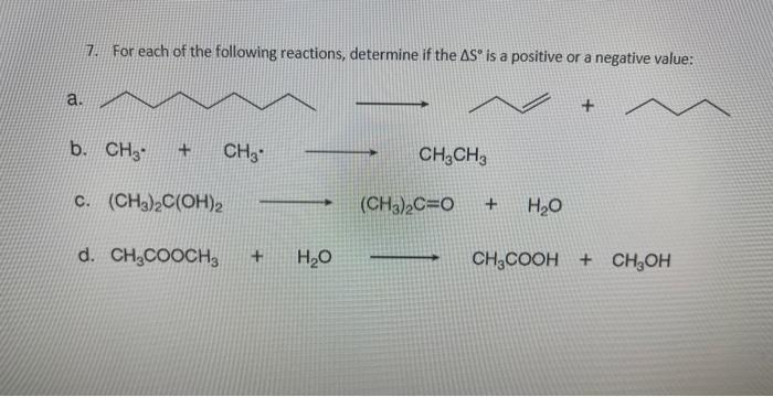 Solved 7 For Each Of The Following Reactions Determine If