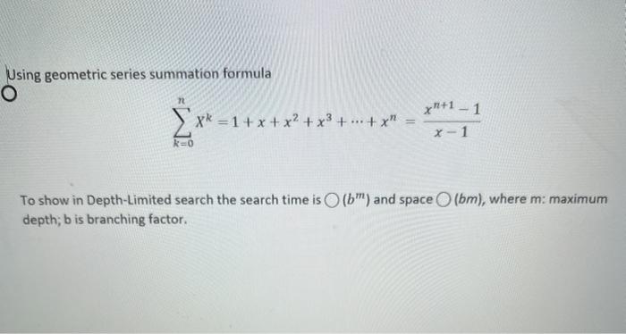 Solved Using geometric series summation formula x"+1 - 1 x* | Chegg.com