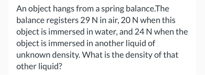 Solved An object hangs from a spring balance.The balance | Chegg.com