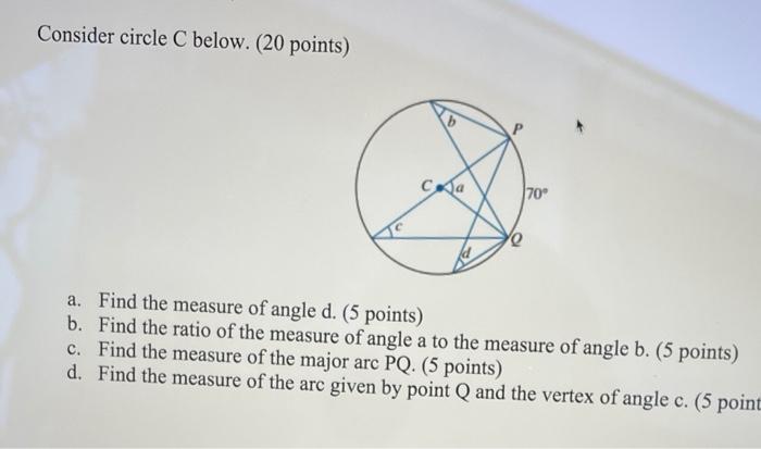 Solved Consider circle C below. ( 20 points) a. Find the | Chegg.com
