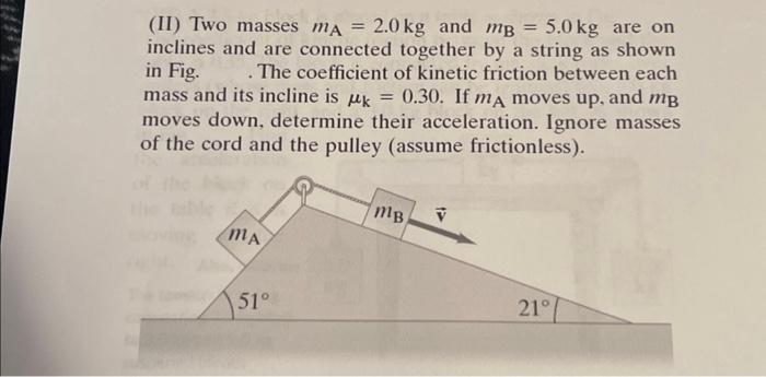 Solved (II) Two masses mA=2.0 kg and mB=5.0 kg are on | Chegg.com