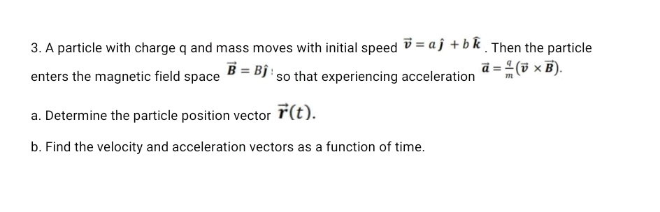 Solved 3. A particle with charge q and mass moves with | Chegg.com
