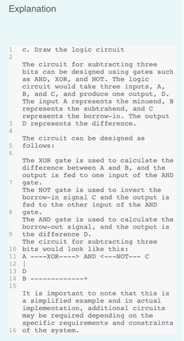 Solved Explanation 1 C. Draw the logic circuit The circuit | Chegg.com