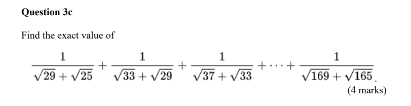 Solved Question 3cFind the exact value | Chegg.com
