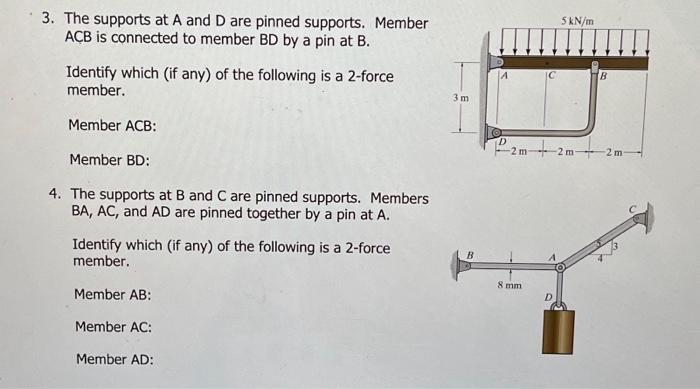 Solved 3. The supports at A and D are pinned supports. | Chegg.com
