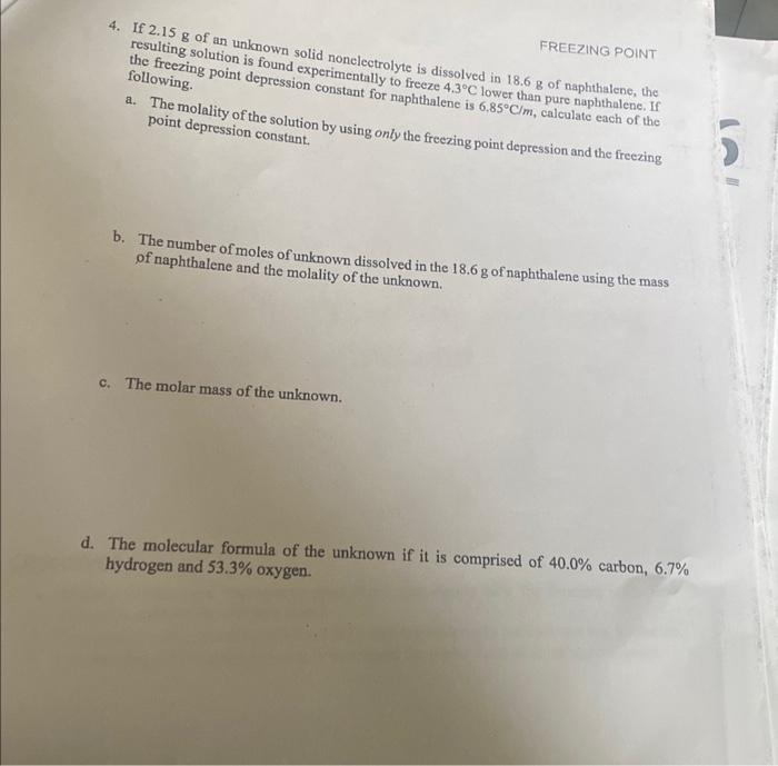 Solved Sample Calculations Freezing point depression, dTf | Chegg.com