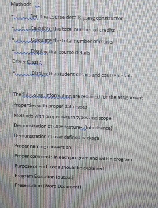 Solved Problem: Course information System Super Class | Chegg.com