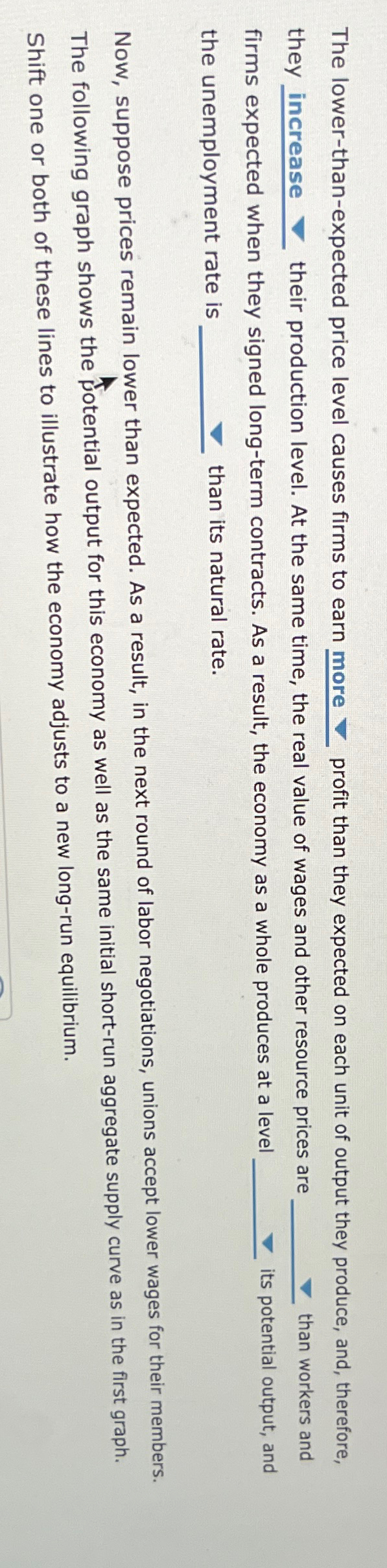 Solved The lower-than-expected price level causes firms to | Chegg.com