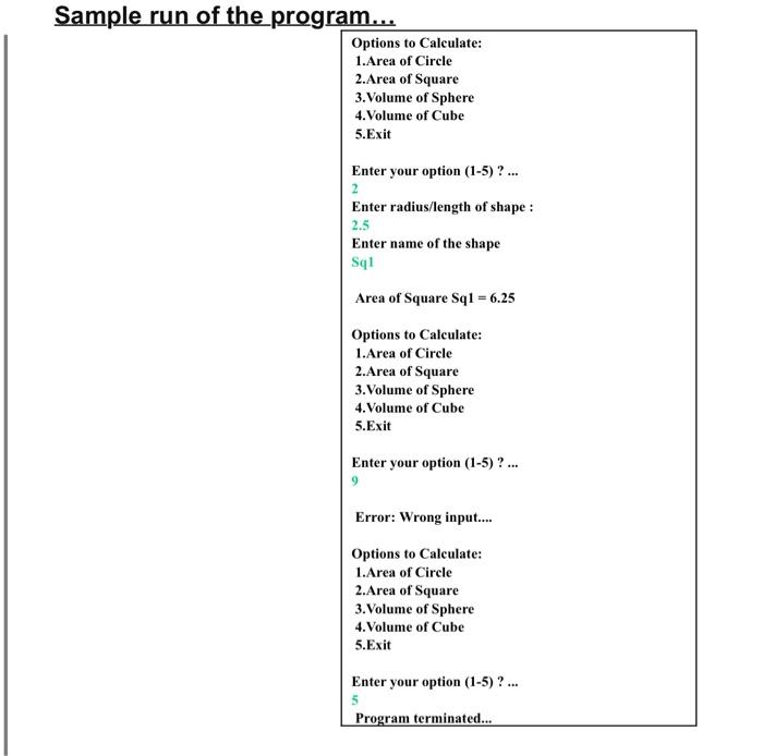Solved Write a complete Java program to represent geometric | Chegg.com