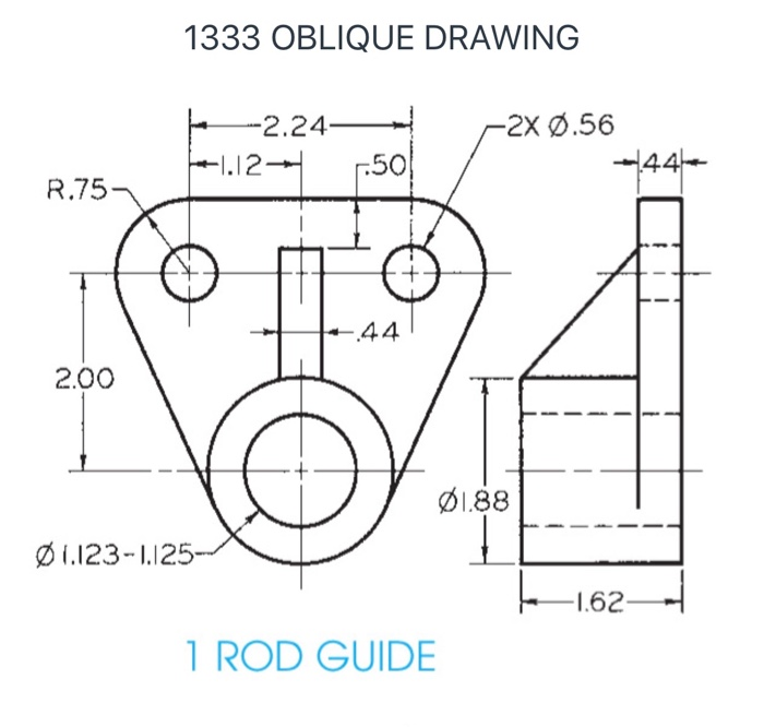 Solved Drawing the front, top, right side view, oblique | Chegg.com