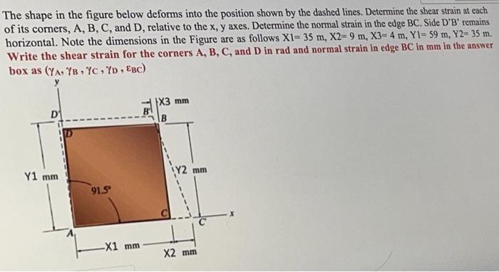 Solved The Shape In The Figure Below Deforms Into The 